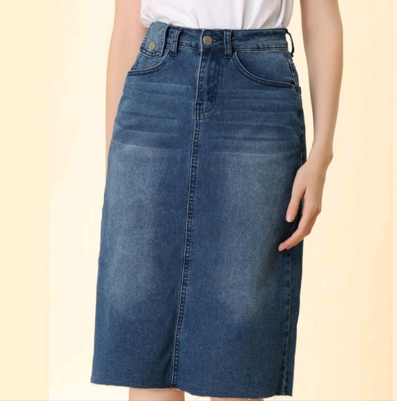 Allegra K | Skirts | Nwt Allegra K High Waist Denim Skirt With Raw Hem ...